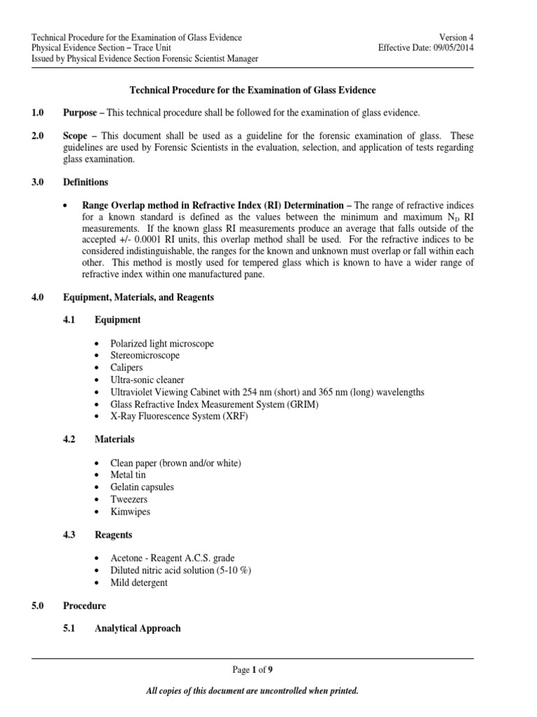 Glass Evidence Examination Guide | PDF | Forensic Science | Glasses