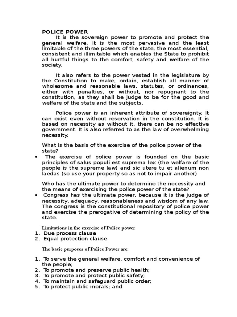 Police Power | PDF | Eminent Domain | Police Power (United States ...