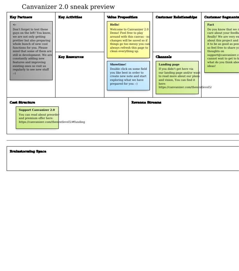 Canvanizer 2.0 Preview and Features | PDF | Career & Growth