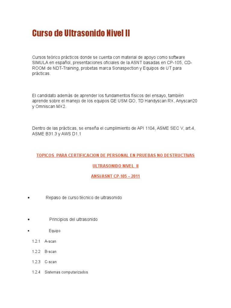 Curso de Ultrasonido Nivel II | PDF | Olas | Ingeniería mecánica