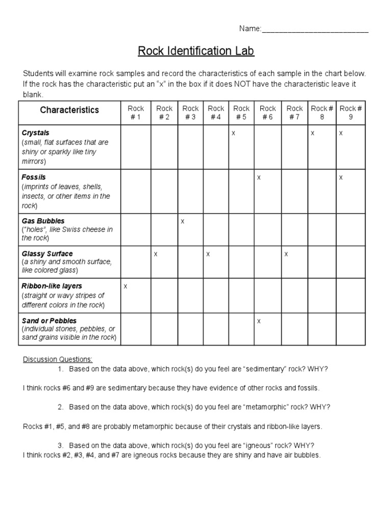 Rock Identification Lab: Characteristics | PDF | Home & Garden