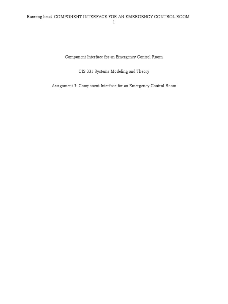 Assignment 3 Component Interface For An Emergency Control Room | PDF ...