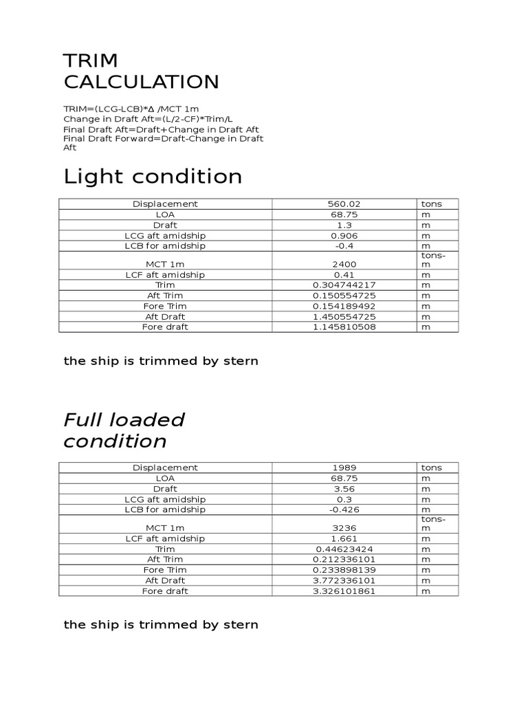 Light Condition: Trim Calculation | PDF