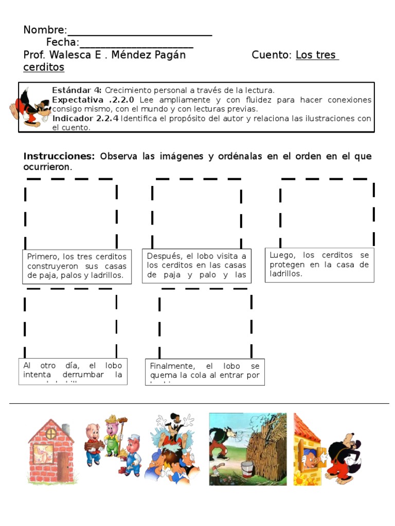 Orden de Sucesos Los Tres Cerditos | PDF