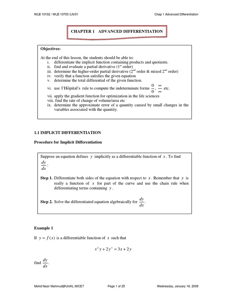 Advanced Differentiation Guide | PDF | Derivative | Equations