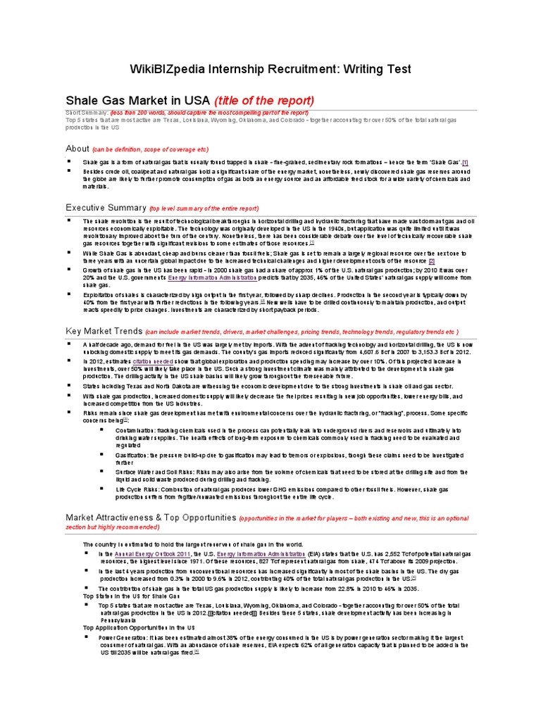 Shale Gas Market USA - Sample Report | PDF | Shale Gas | Oil Shale