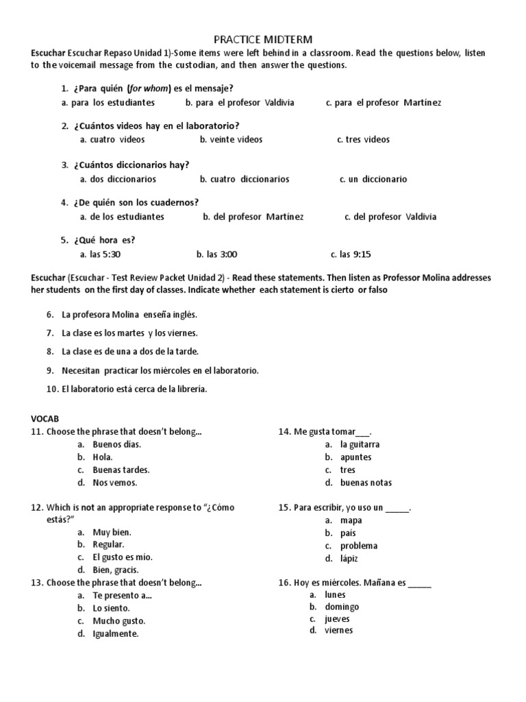 Midterm Practice Test | PDF