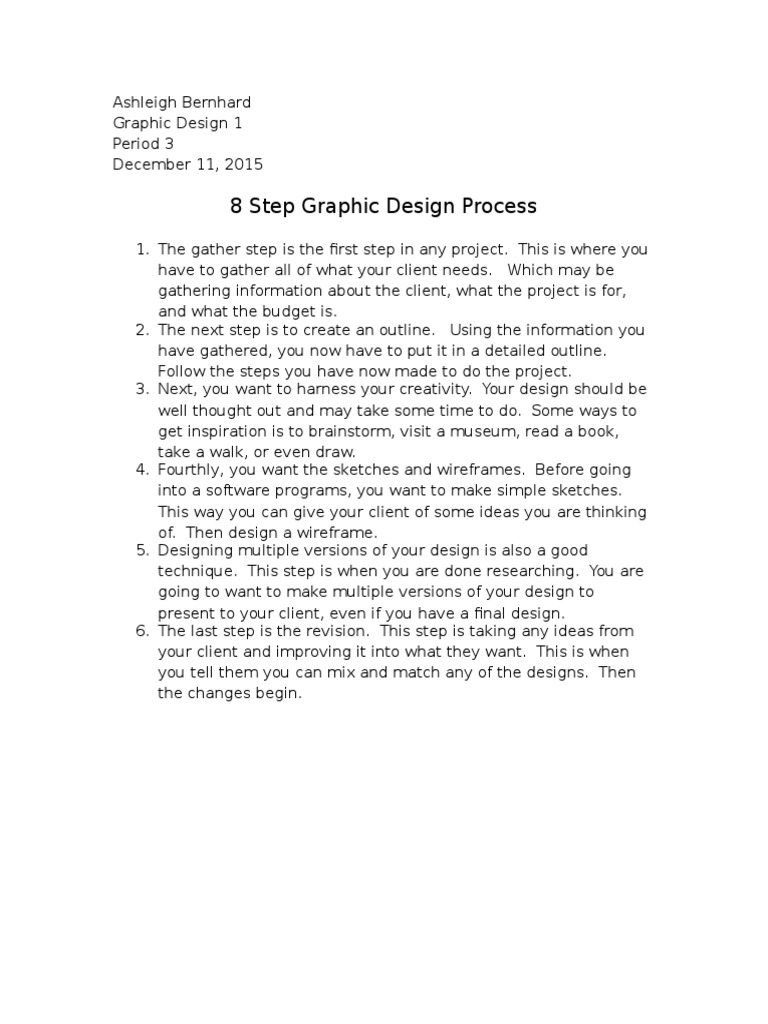 8 Steps in Graphic Design Process | PDF