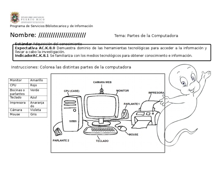 Colorea las Partes de la Computadora | PDF | Informática