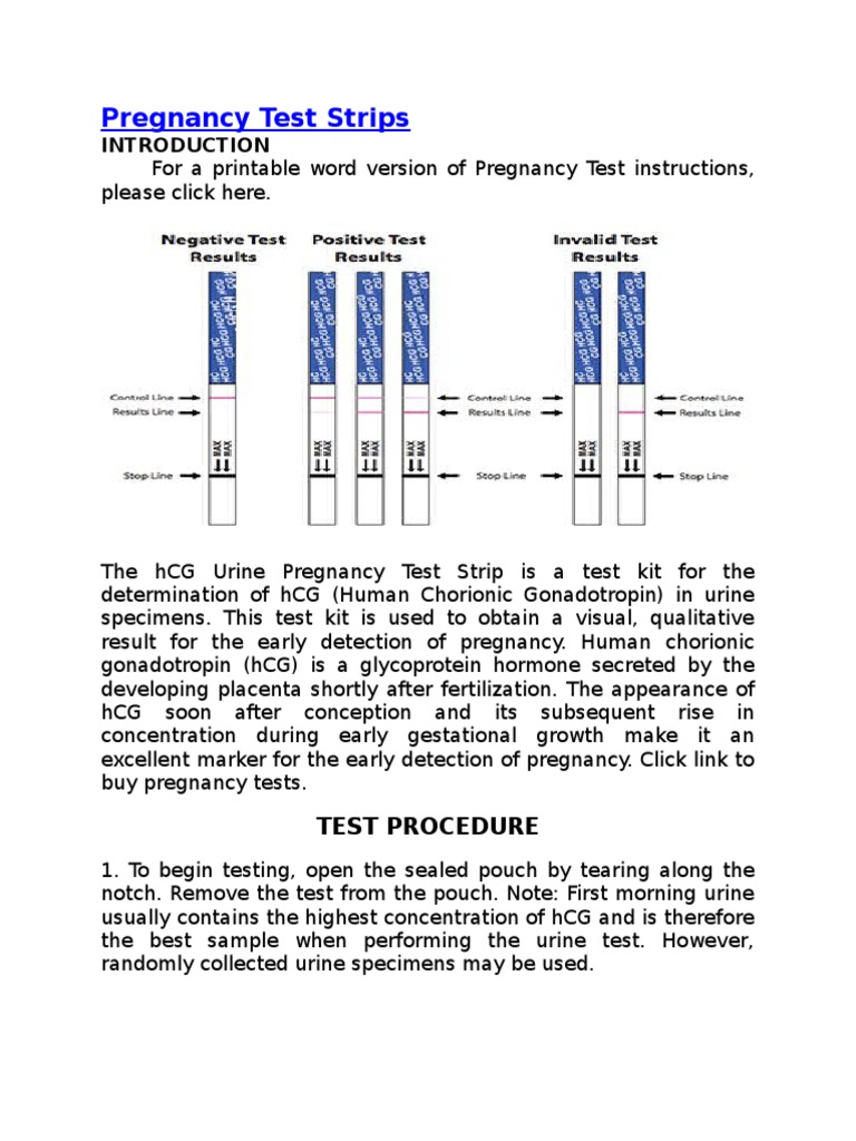 Pregnancy Test Strips | Human Chorionic Gonadotropin | Gonadotropin