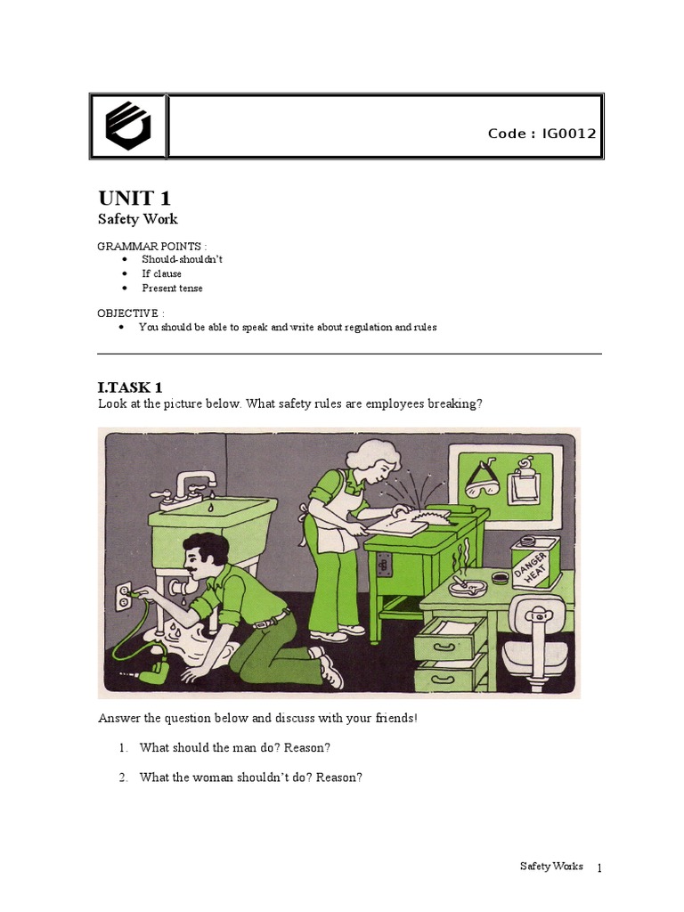 Unit 1: Safety Work | PDF | Clothing
