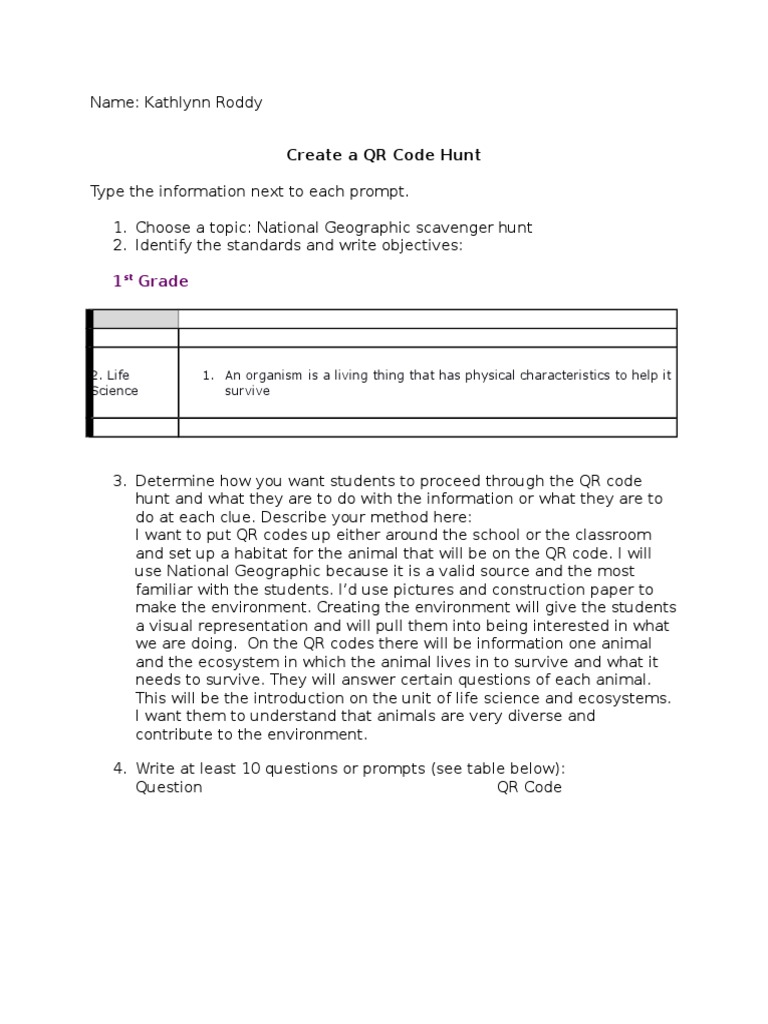 Et347 Create A QR Code Hunt-2 | PDF | Habitat | Natural Environment