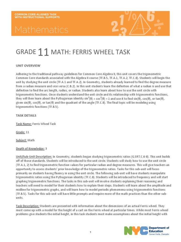 G11 Math FerrisWheel NL 052814 | PDF | Trigonometric Functions | Sine