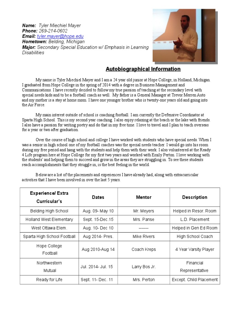All About Me Statement | PDF