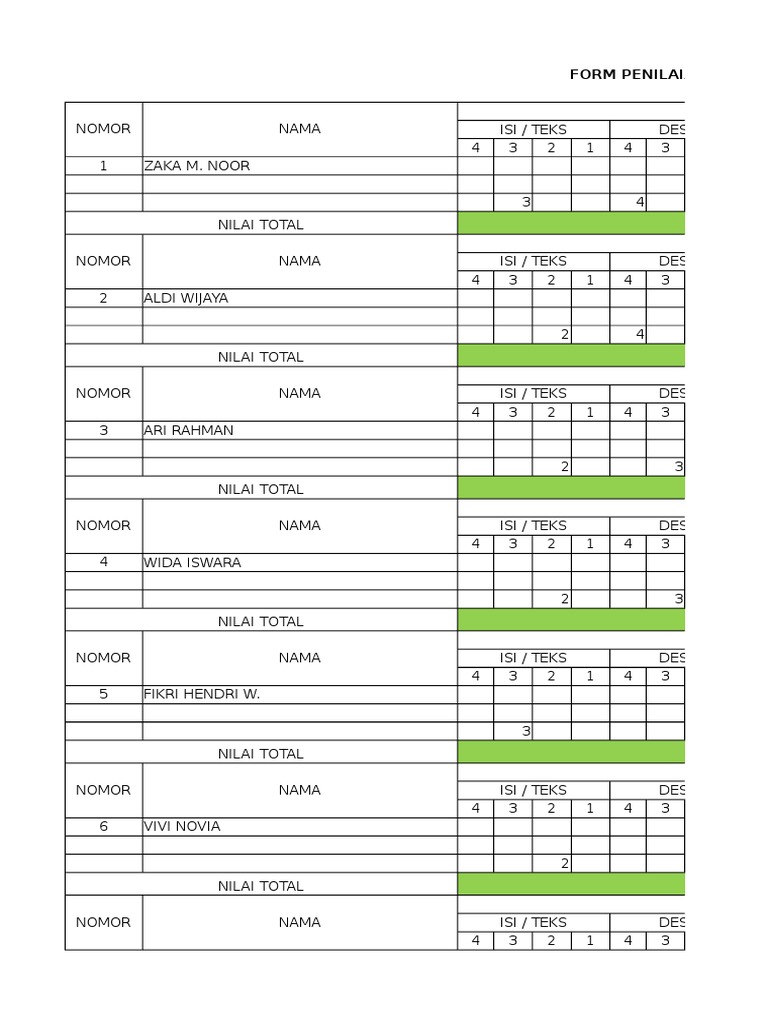 Form Penilaian Lomba Poster | PDF