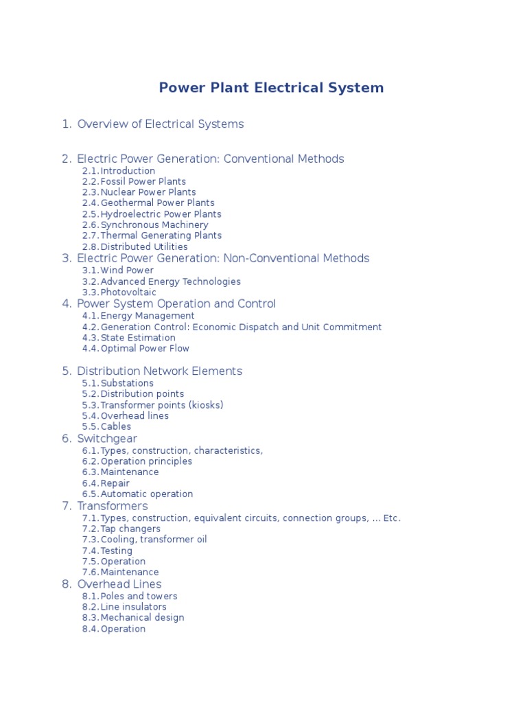 Power Plant Electrical Systems Overview | PDF | Science & Mathematics ...