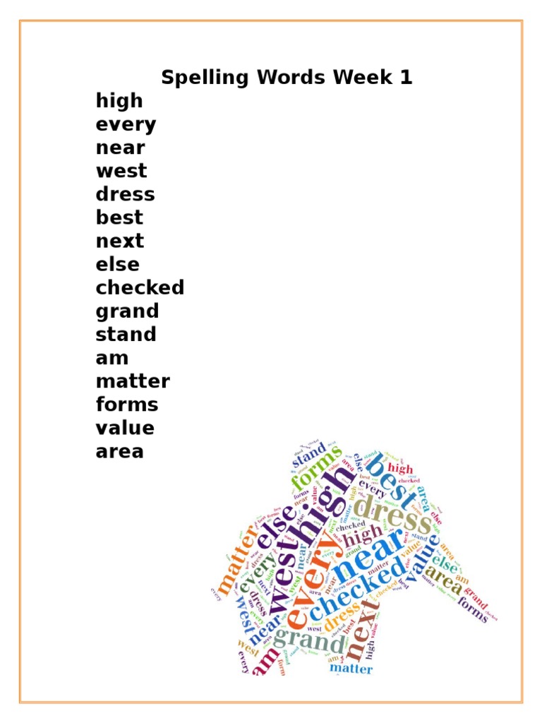 Spelling Words Week 1 | PDF