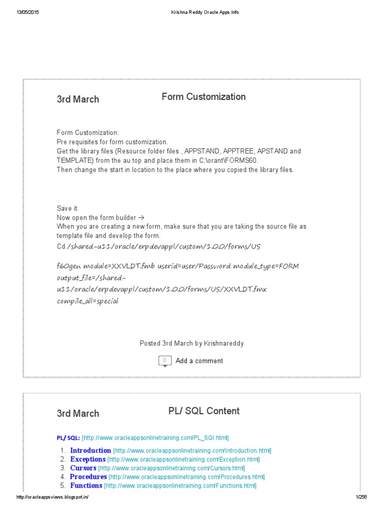 Oracle Apps Training Documentation: Form Customization and PL/SQL Fundamentals | PDF | Pl/Sql ...
