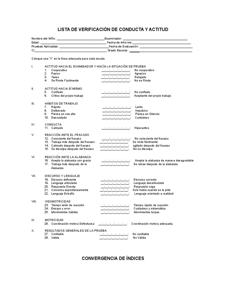 Lista de Verificación de Conducta y Actitud | PDF