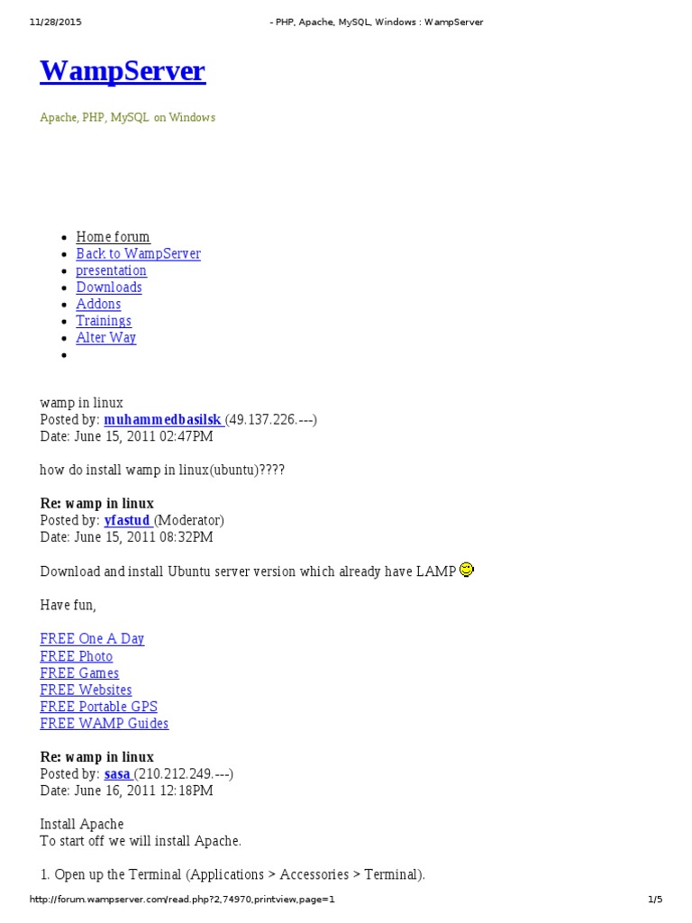 Php Apache Mysql Windows Wampserver Pdf Apache Server Php