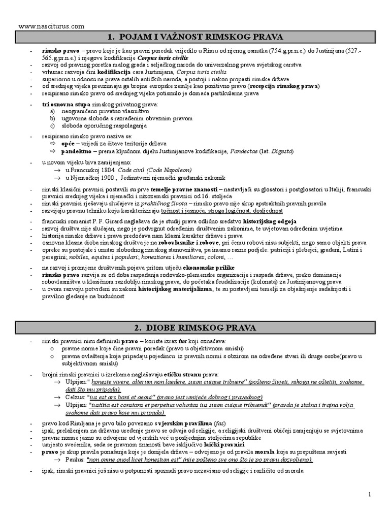 Rimsko Pravo - Skripta | PDF