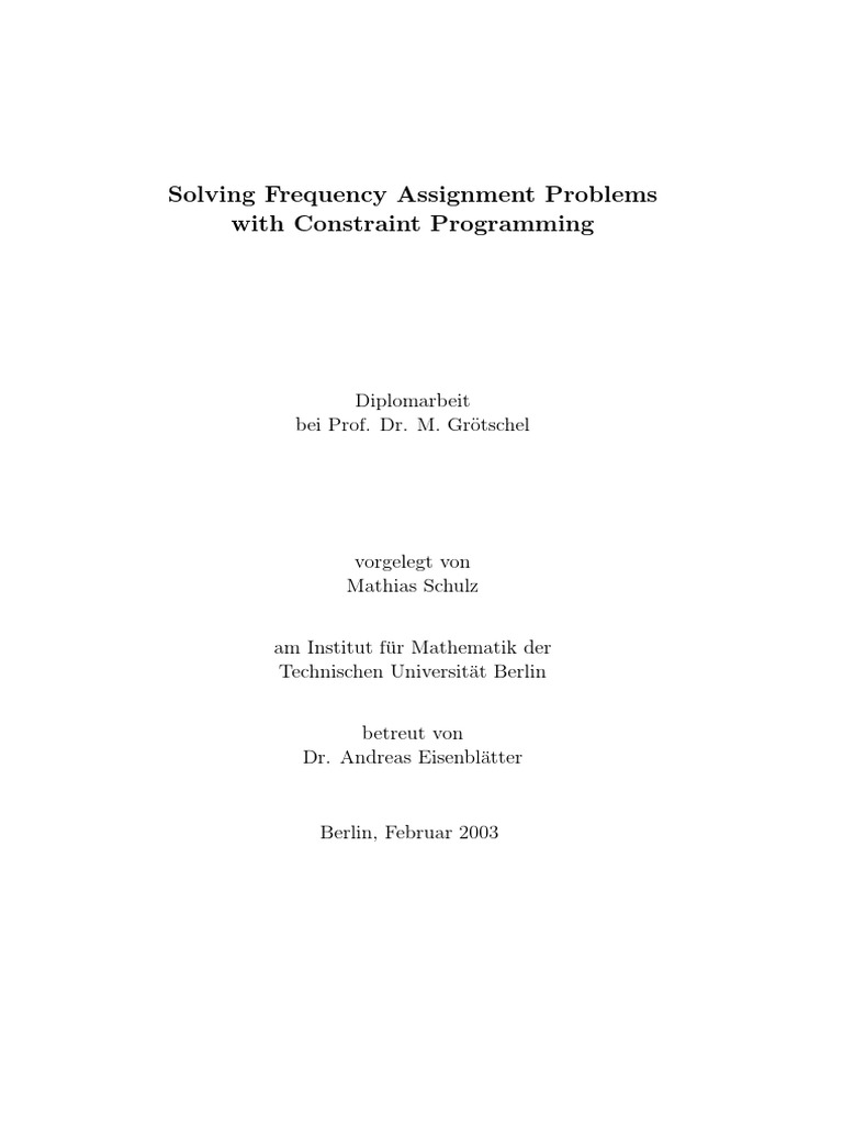 Solving Frequency Assignment Problems with Constraint Programming: An Optimization Programming ...