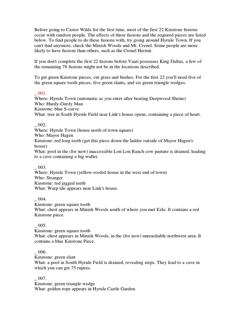Kinstone Fusions | PDF | The Legend Of Zelda | Leisure