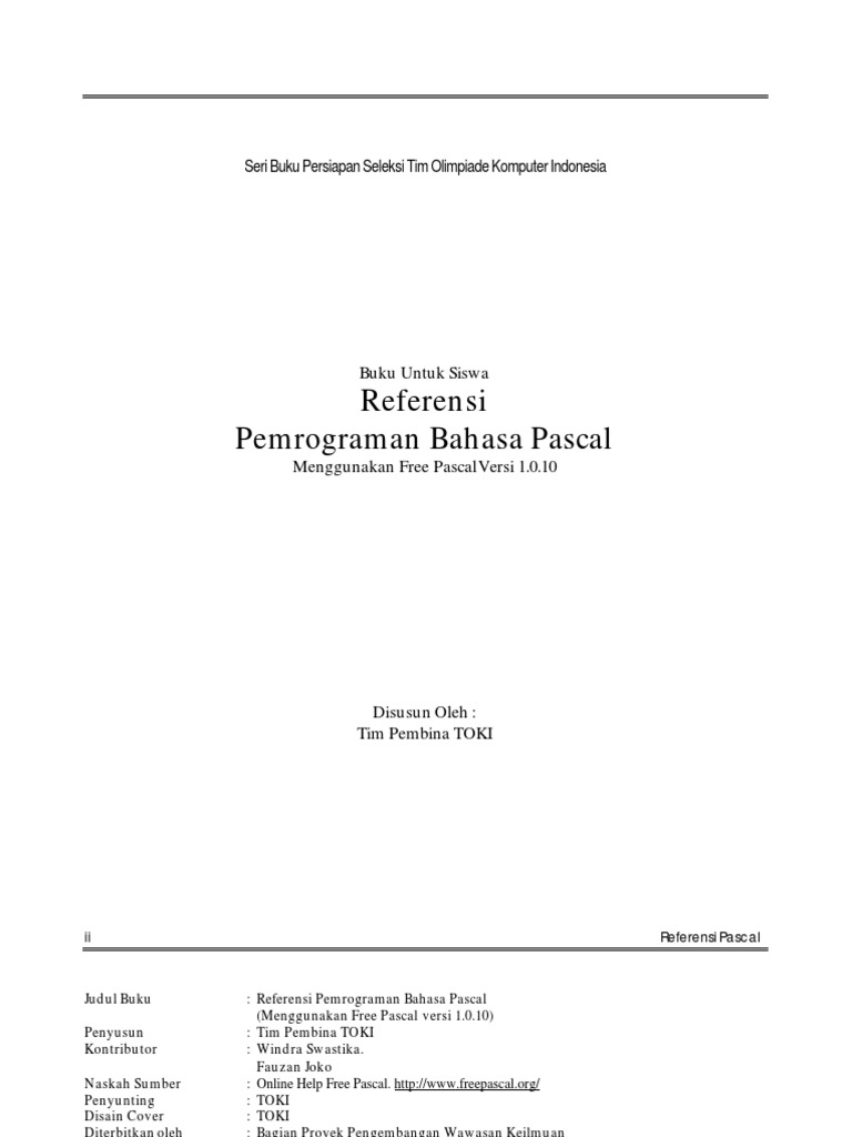 Referensi Pemrograman Pascal Menggunakan Free Pascal Ver 1-0-10 | PDF