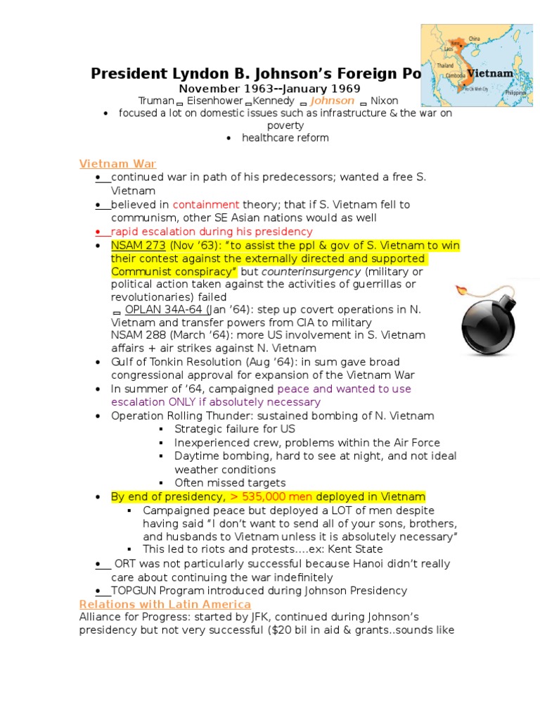 Johnson's Foreign Policy Overview | PDF | Vietnam War | Military