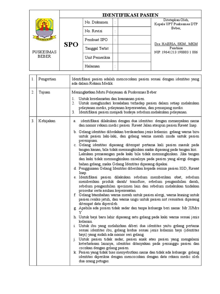 Sop Identifikasi Pasien | PDF | Pengembangan Diri | Sains & Matematika