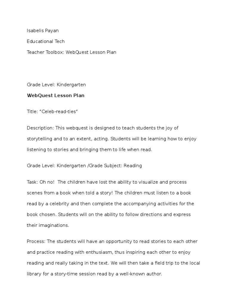 Webquest Lesson Plan | PDF