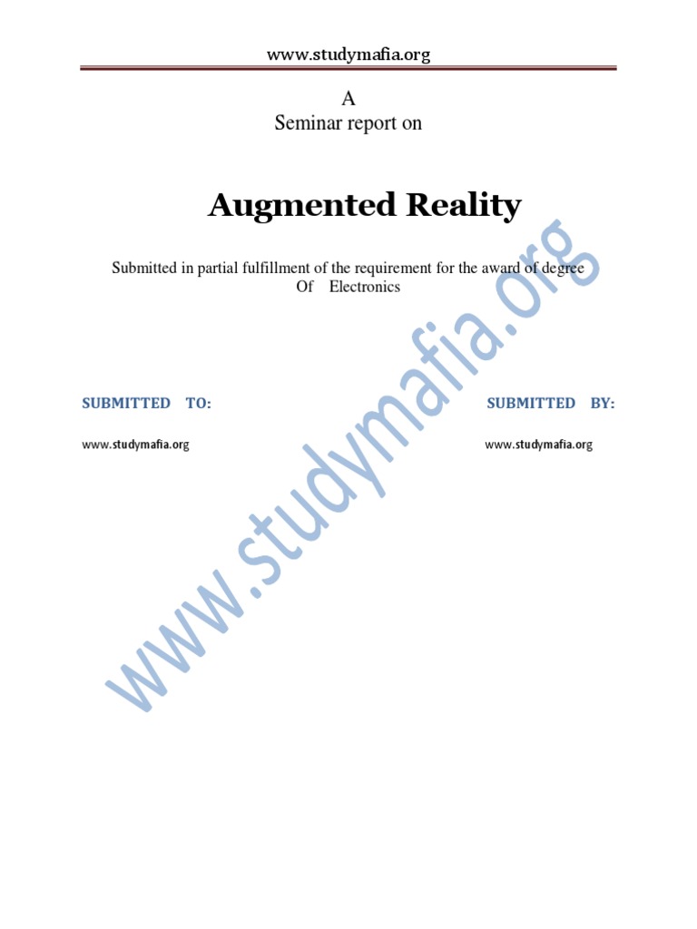 Augmented Reality Report | PDF | Augmented Reality | Virtual Reality