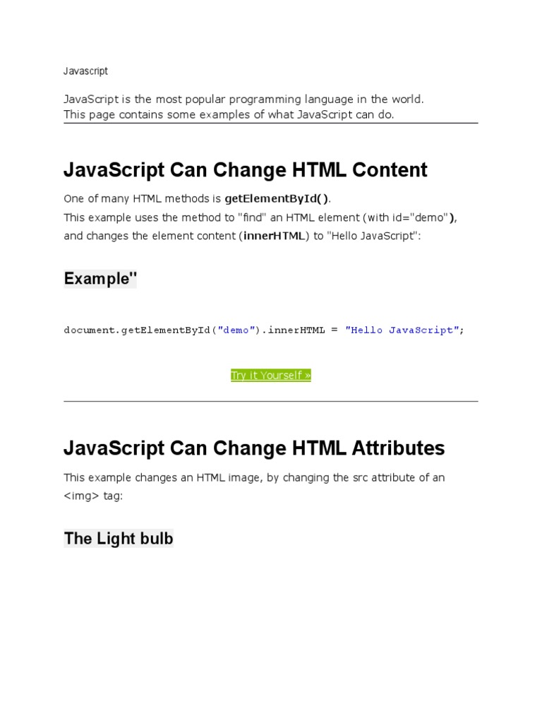 Javascript W 3 S | PDF | Java Script | Parameter (Computer Programming)