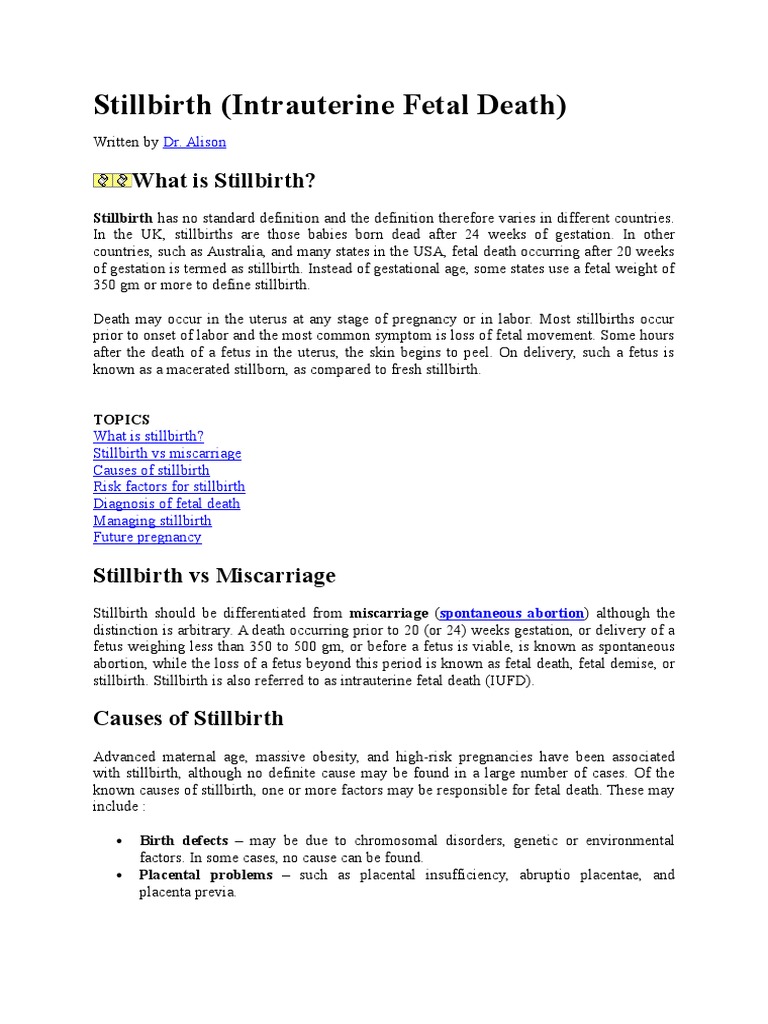 Stillbirth | Miscarriage | Childbirth
