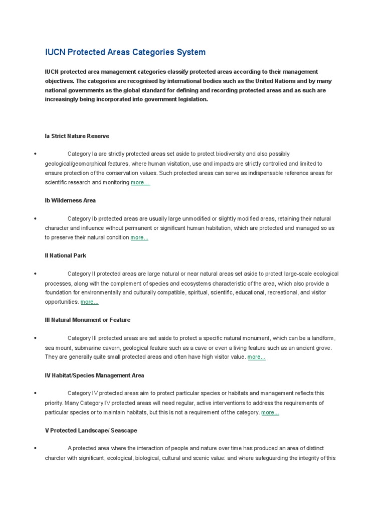 IUCN Protected Areas Categories System | Download Free PDF | Protected ...