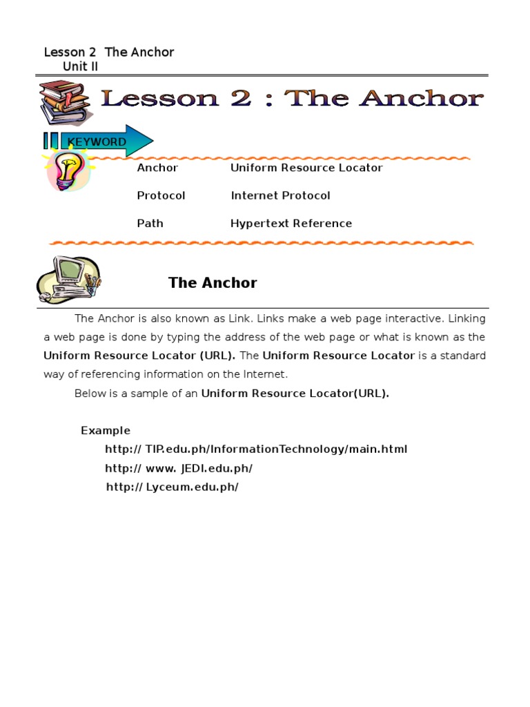 Anchors Guide in HTML | PDF | Uniform Resource Locator | Hypertext ...