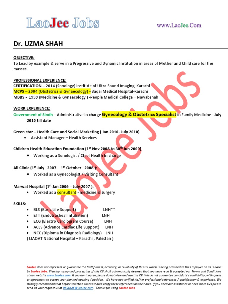 Dr. Uzma Shah - Specialist Mcps Obs-Gyne | PDF | Gynaecology | Medicine
