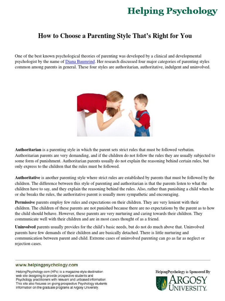 Choosing the Right Parenting Style | PDF