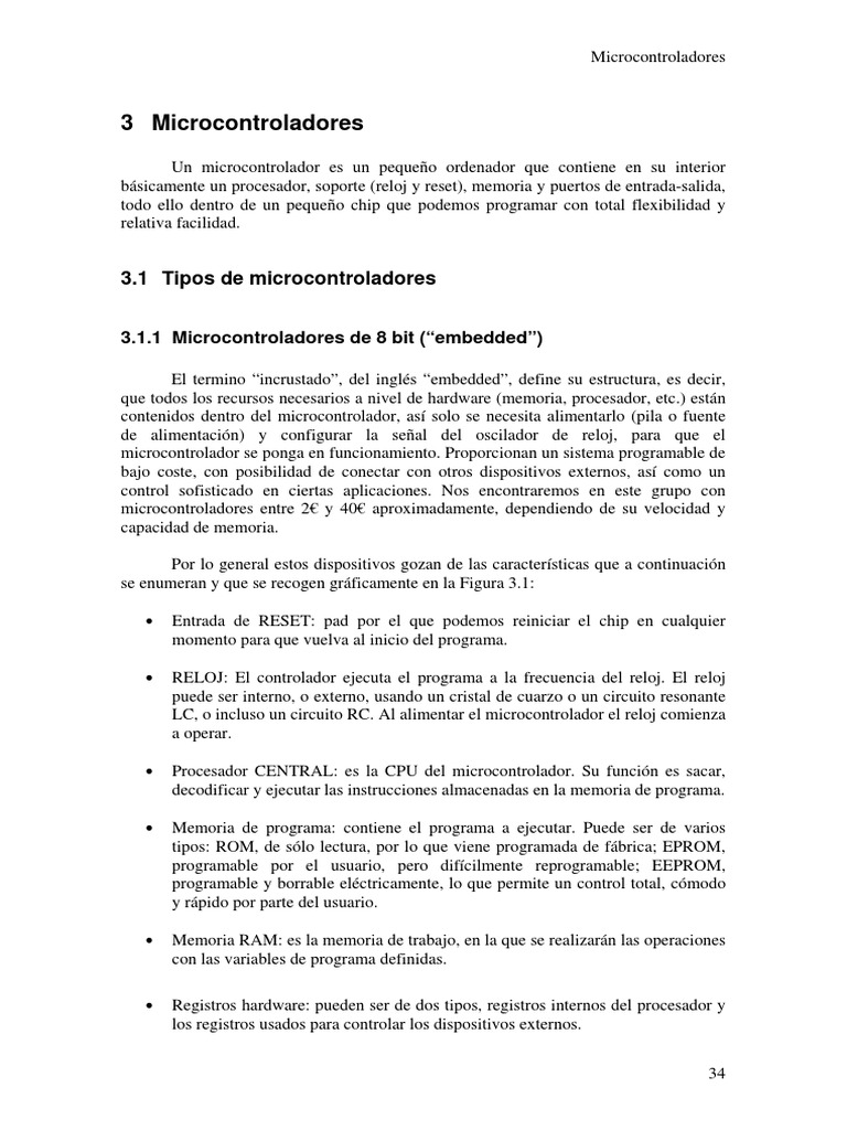 Tipos y características de microcontroladores | PDF | Microcontrolador ...
