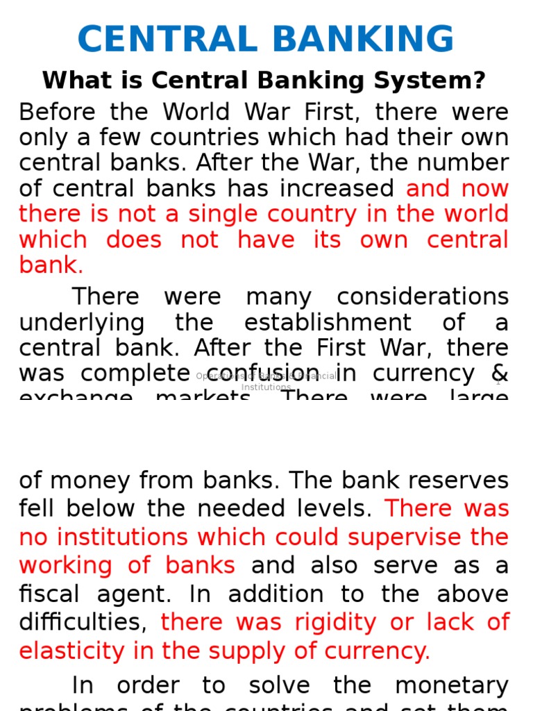 What Is Central Banking System? | PDF | Central Banks | Banks