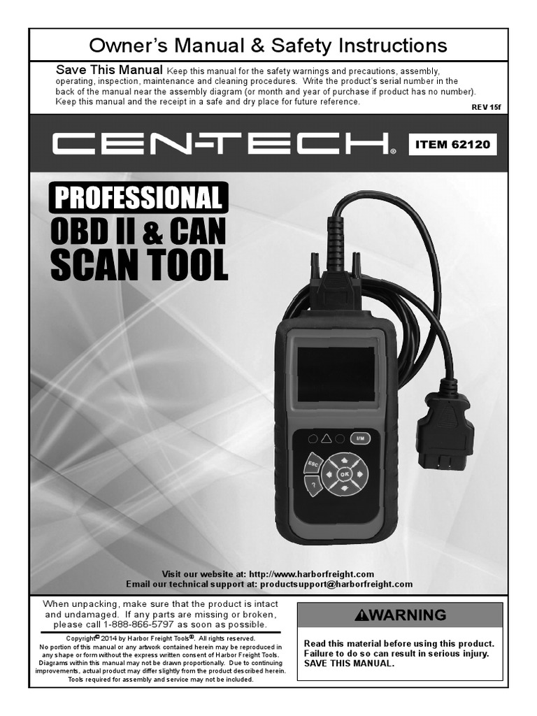 Cen-Tech (Harbor Freight) Scan Tool - 62120 | PDF