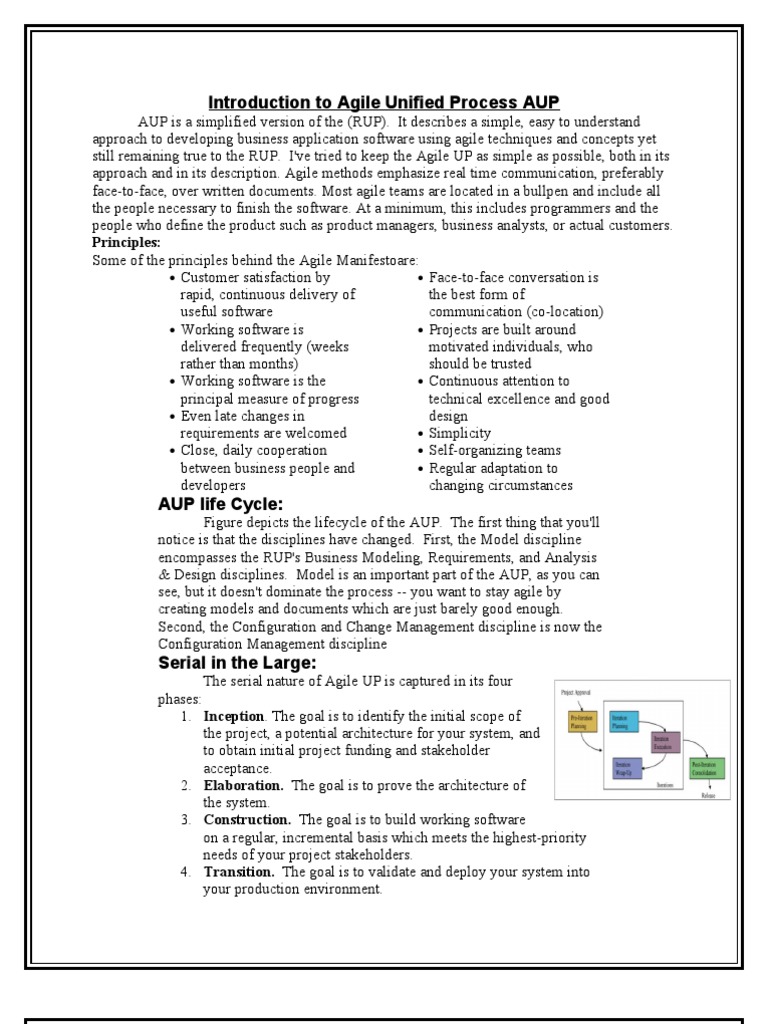Introduction To Agile Unified Process AUP | PDF | Agile Software Development | Software Development