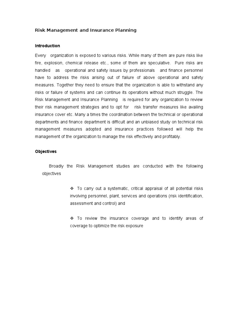 Risk Managementand Insurance Planning | PDF | Risk Management | Risk