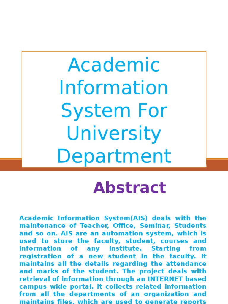 Academic Information System For University Department-Software Main ...