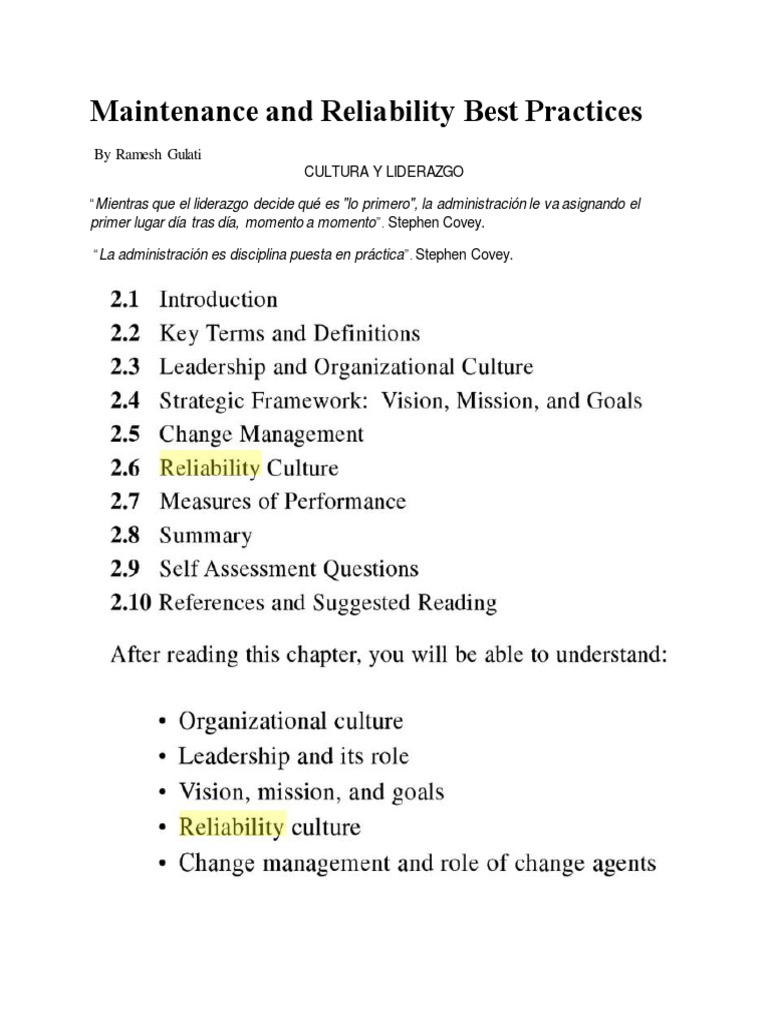 Maintenance and Reliability Best Practices | PDF
