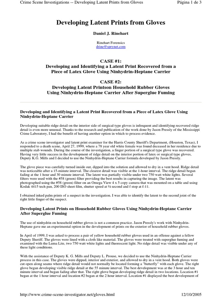 Developing Latent Prints From Gloves PDF | PDF | Fingerprint | Forensic ...