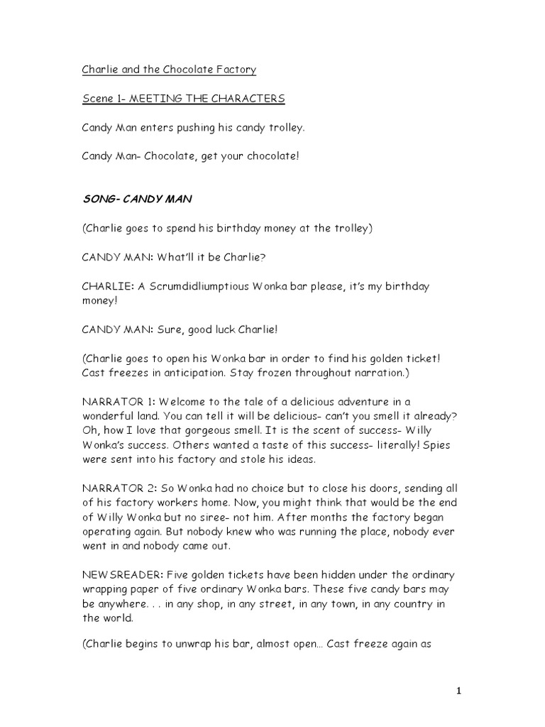 Charlie and The Chocolate Factory Script | PDF | Foods | Nature