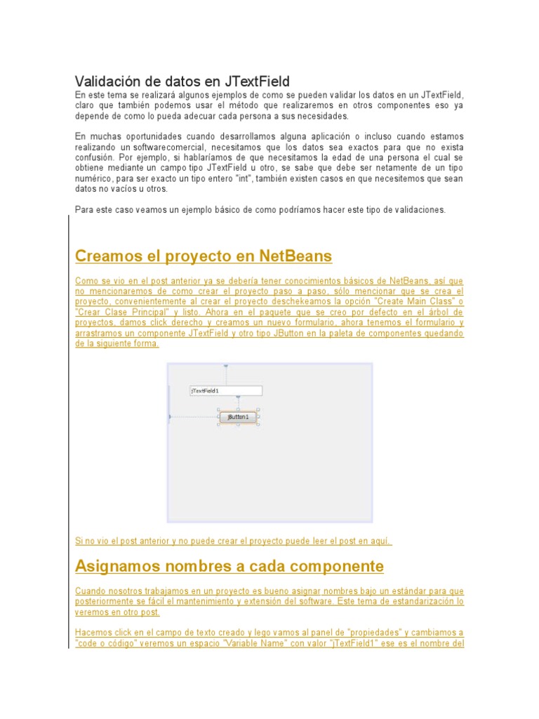 Validación de JTextField en Java | PDF | Lenguaje de programación | Software
