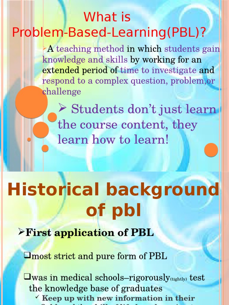 Problem Based Learning | PDF | Education Theory | Learning