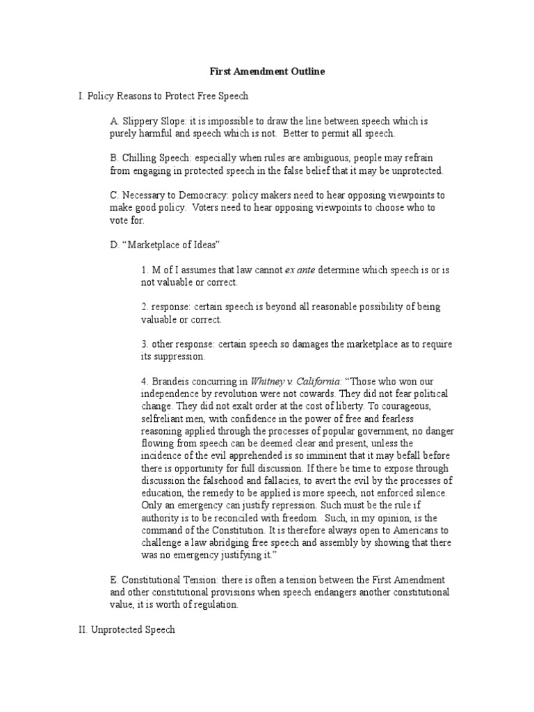 Millhiser-First Amendment Outline | PDF | First Amendment To The United ...